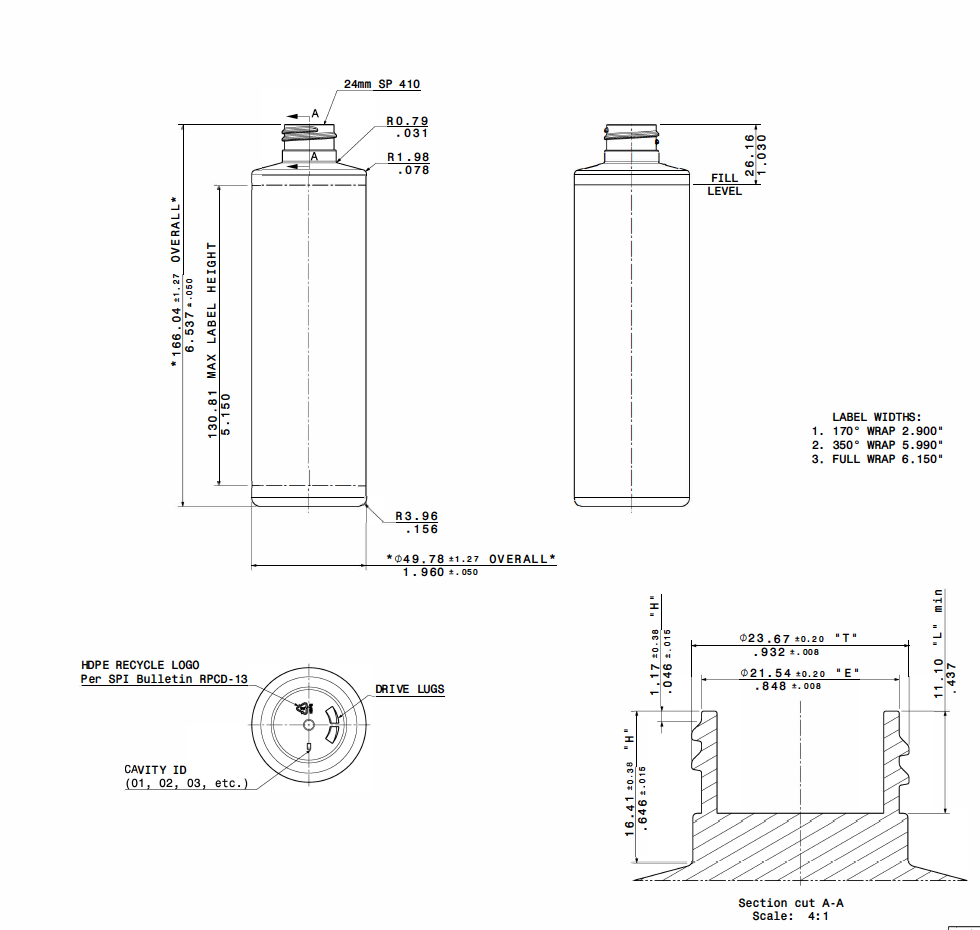 8oz HDPE Plastic Natural Cylinder Bottle 24-410 - Liquid Bottles LLC